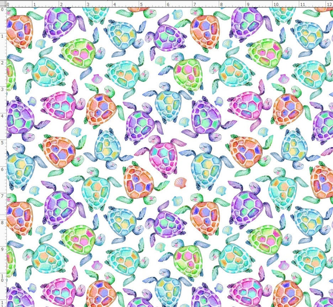 TURT3 - Sea Turtle Fabric by the Yard. Marine, Sea Life Fabric, Custom ...