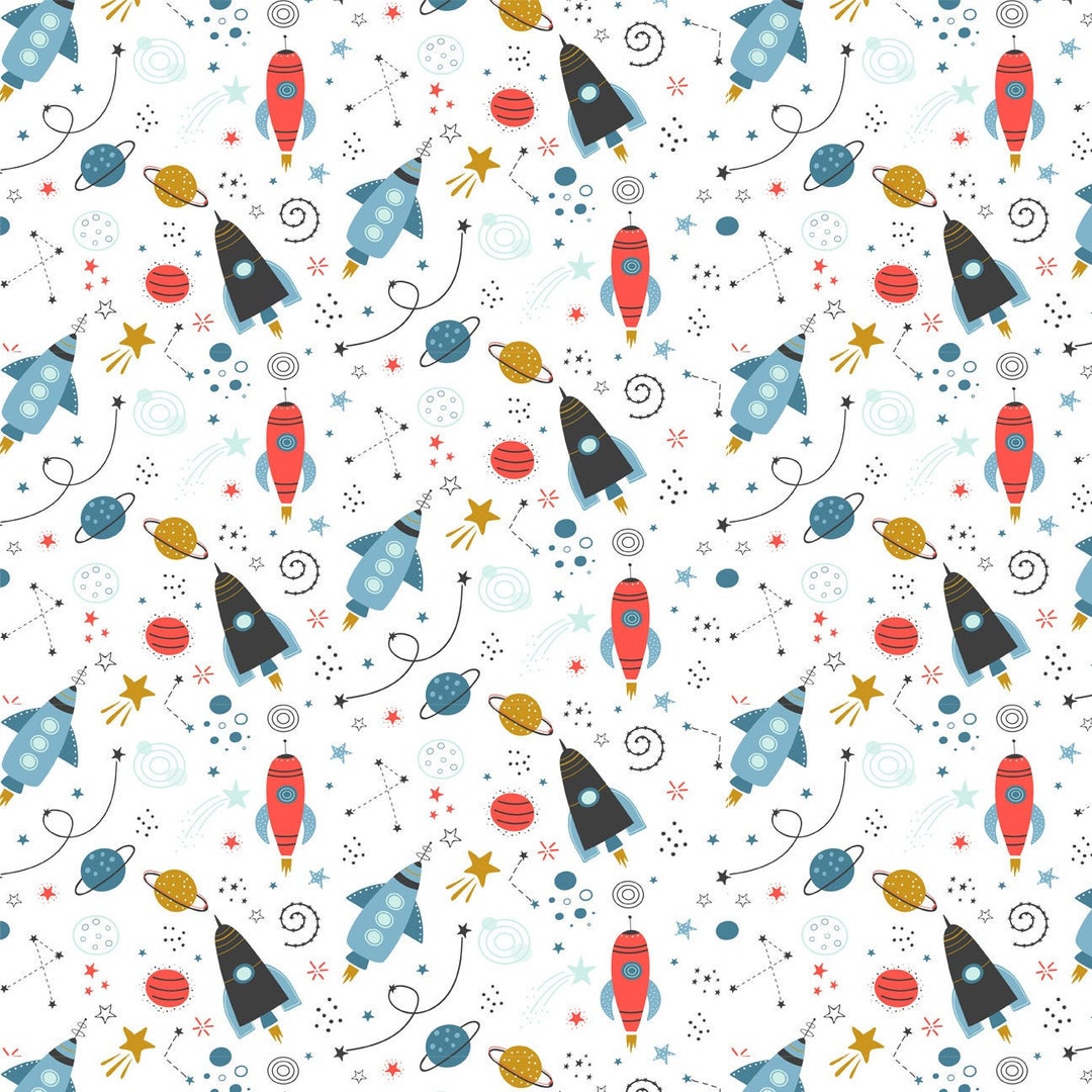 Planets, Outer Space, Solar System, Galaxy Fabric, Custom Printed ...