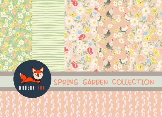 Floral Pattern Fabric Spring Fabric Spring Garden Fabric | Etsy
