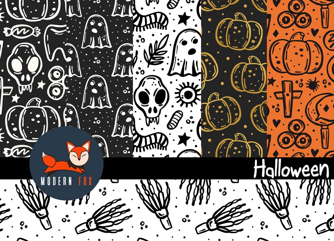 Vintage Creepy Halloween Fabric by the Yard, Skull Fabric, Ghost Fabric ...