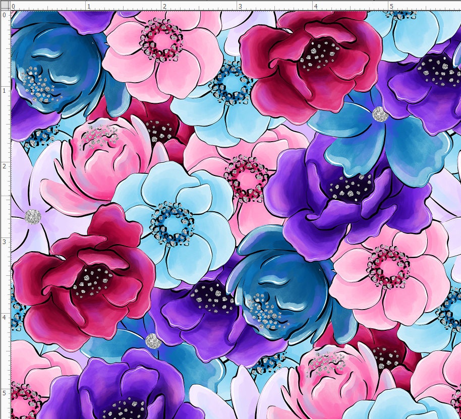 Floral Pattern Fabric Flower Pattern Fabric Purple Flower - Etsy