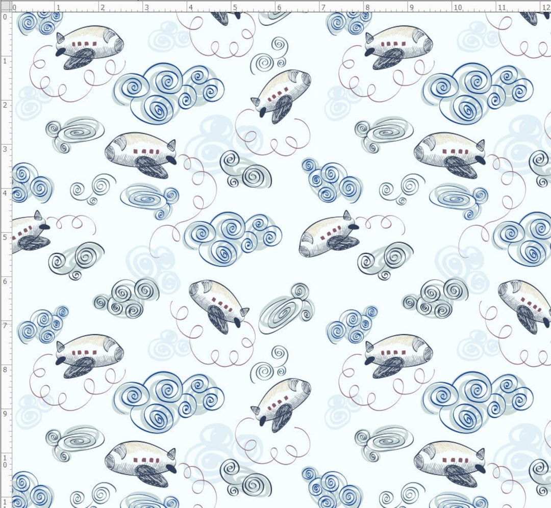 Airplane Fabric, Watercolor Airplane Fabric, Custom Printed Fabric by ...