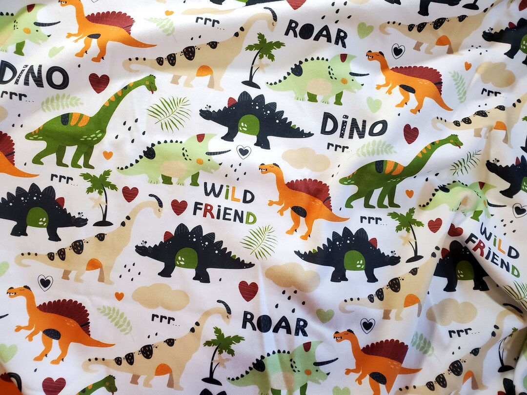 Dinosaur, Dino Dinosaurs Pattern, Dino Fabric, Dinosaur Fabric, Custom ...