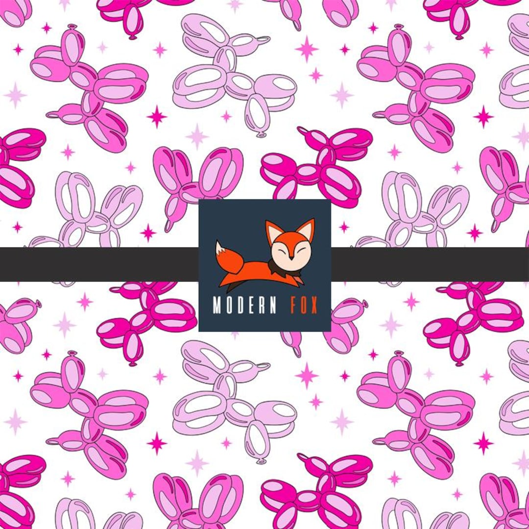 BAL4 Pink Balloon Dog Fabric, Balloons Fabric, Birthday Celebration ...
