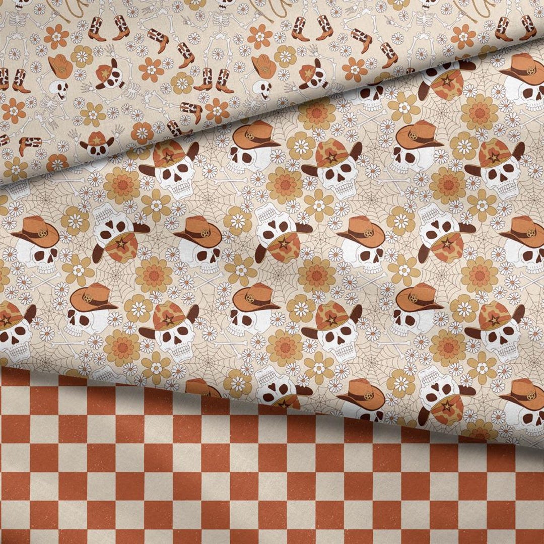 HAL276 Howdy, Dancing Skeleton Fabric, Western Halloween Fabric ...