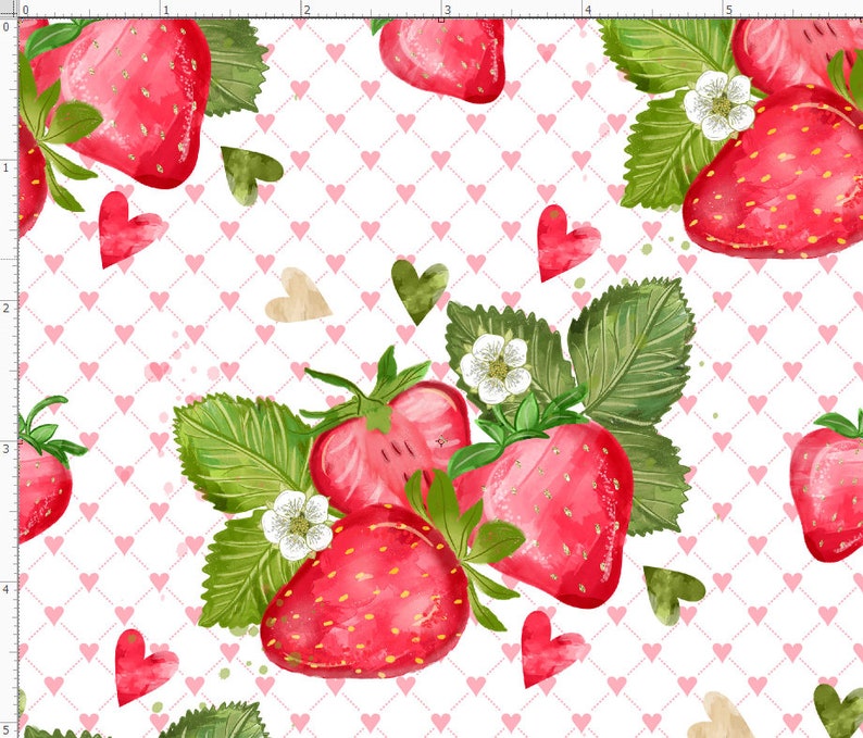 Strawberry Fabric by the Yard Fruit Fabric 100% Organic | Etsy