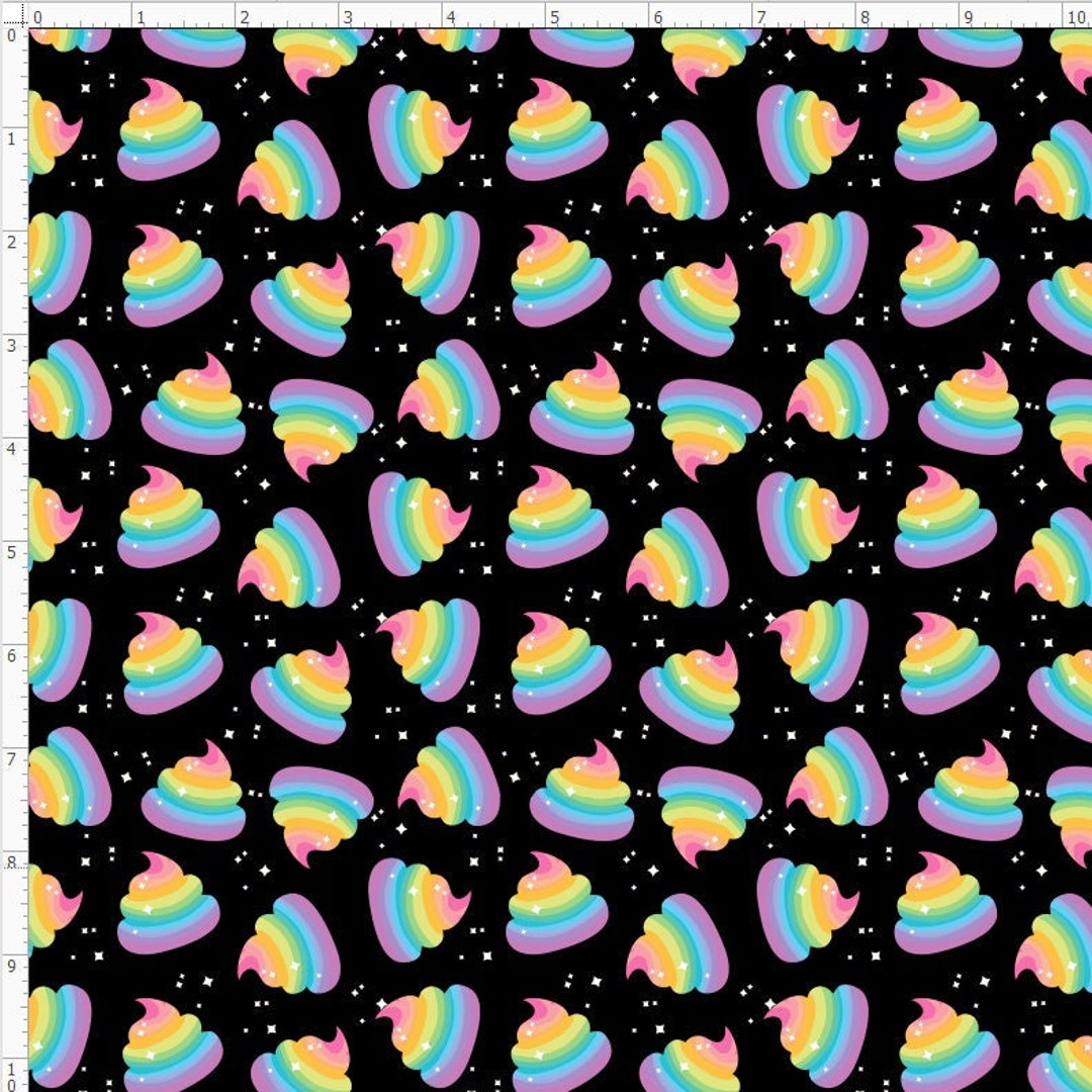 Rainbow Poop Emoji Fabric, Colorful Poop Emoji, Custom Printed Fabric ...