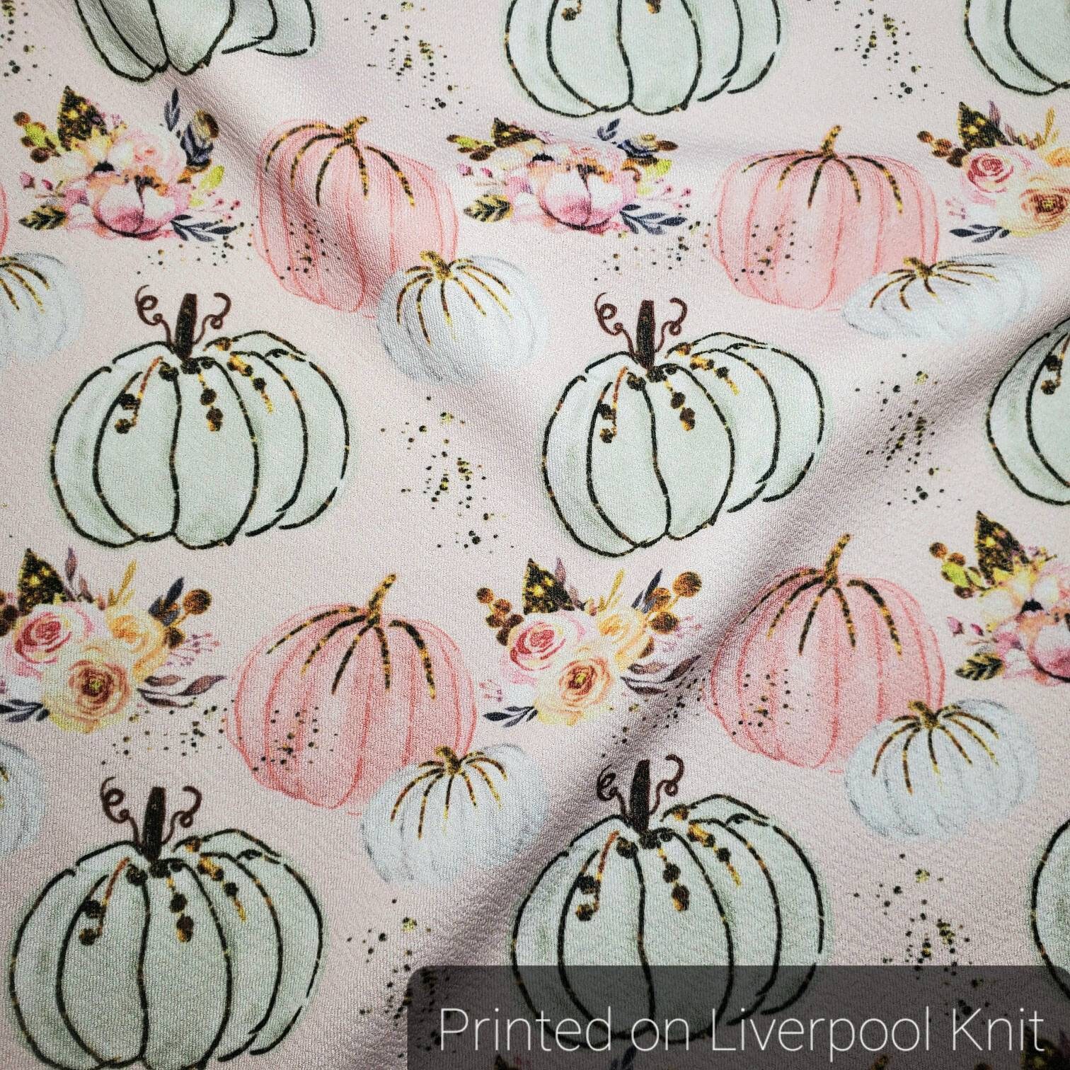 Pink Halloween Fabric by the Yard Pink Pumpkin Pink and Gold - Etsy