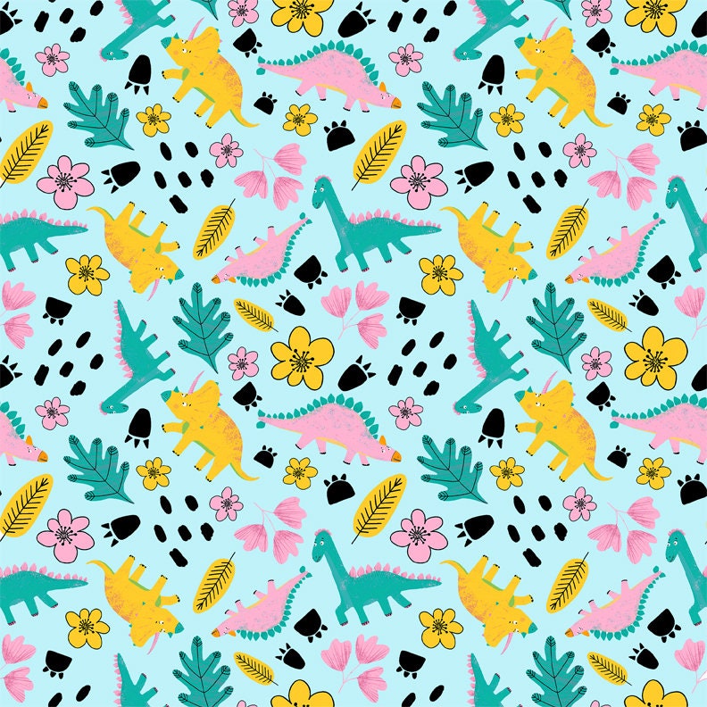 Pink Dinosaur Dino Dinosaurs Pattern Dino Fabric Custom | Etsy