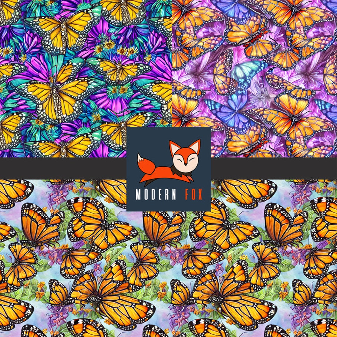Monarch Butterfly Fabric, Spring Flower Fabric, Butterfly Fabric ...
