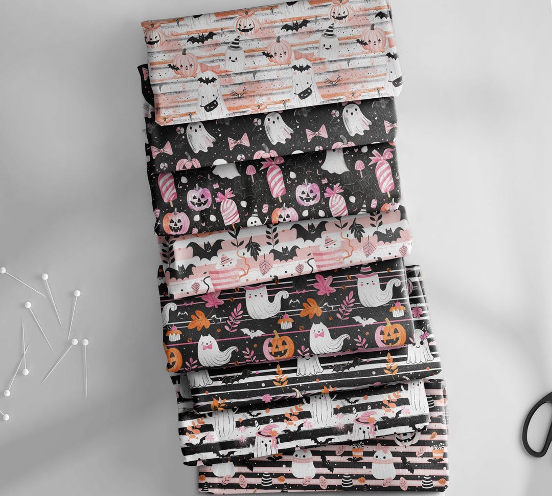 HAL257 - Pink Halloween Fabric by the Yard, Halloween Fabric, Pink ...