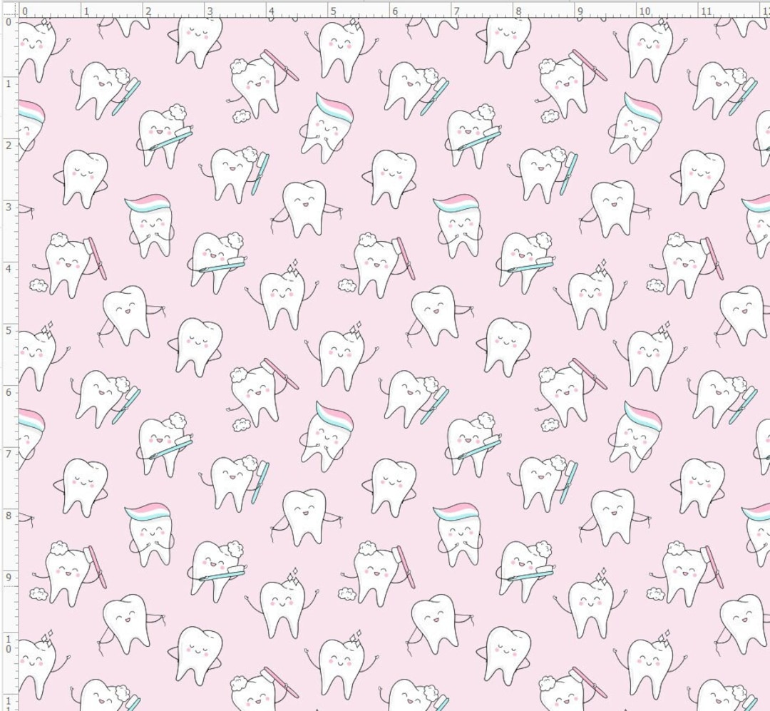 MED52 Cute Dental Fabric, Health Care Fabric, Health Fabric, Dentistry ...