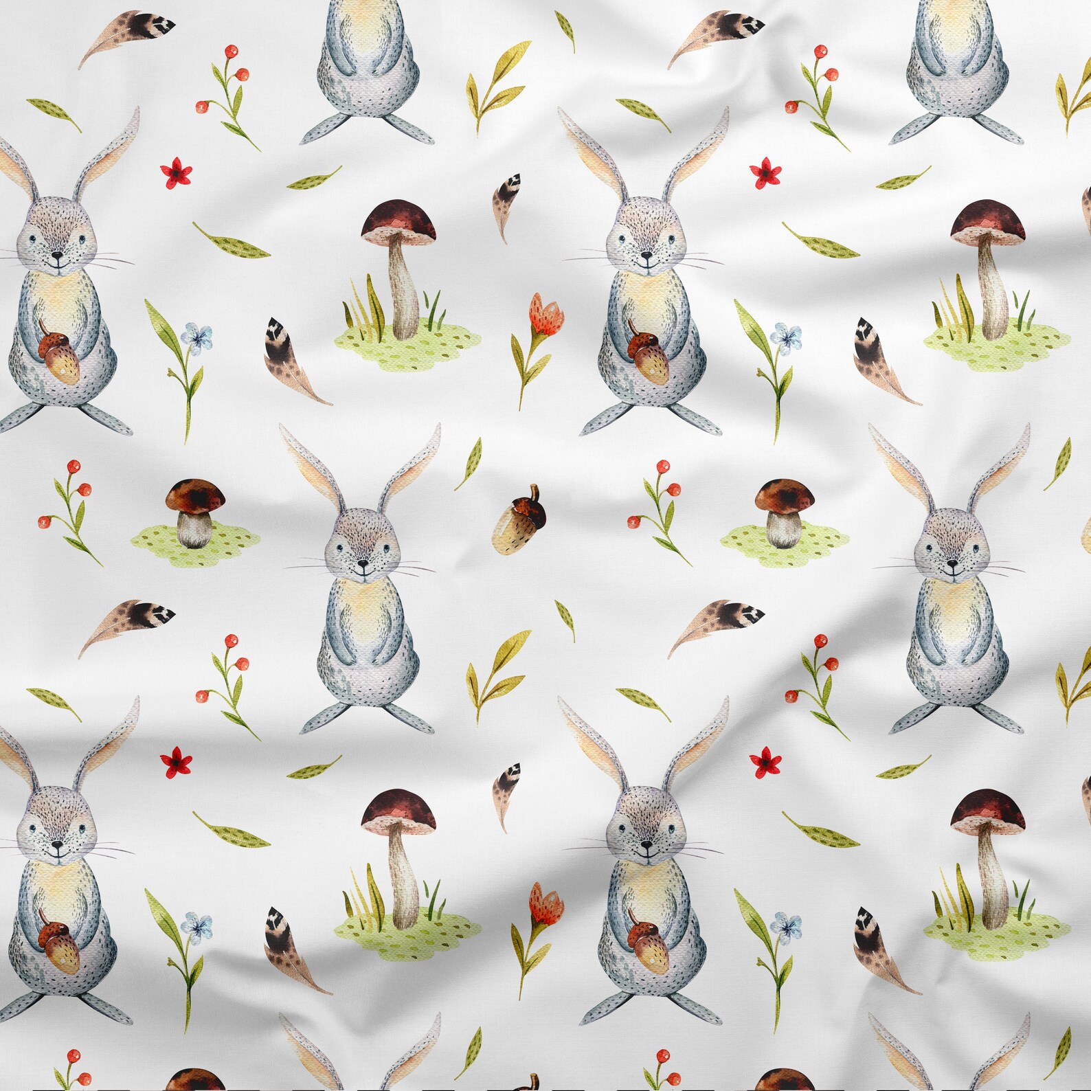 Bunny Rabbit Woodland Animals Fabric 100% Organic Interlock | Etsy