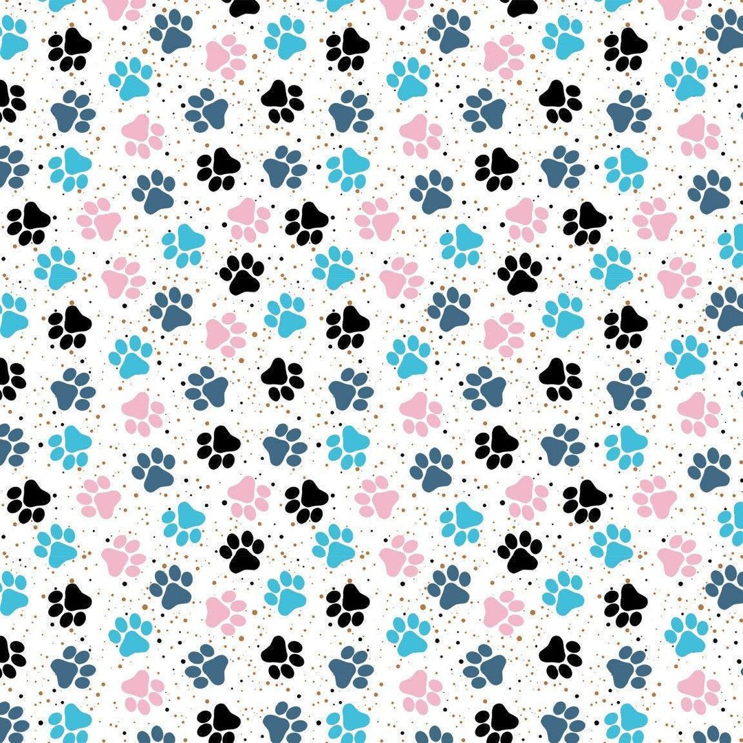 Paws Fabric - Paw Prints Pets Dogs Cats Animals Tracks Cotton Fabric by ...