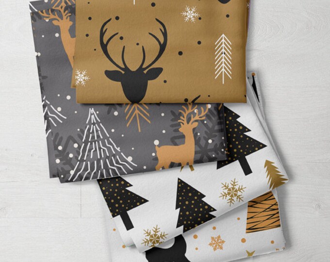 Christmas Fat Quarters Bundle of 4, Holiday Christmas Trees Premuim ...