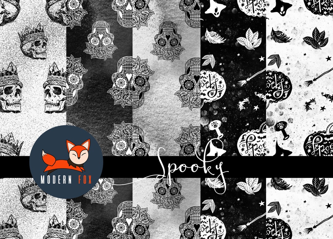 Spooky Halloween Fabric by the Yard, Skull Fabric, Ghost Fabric, Custom ...