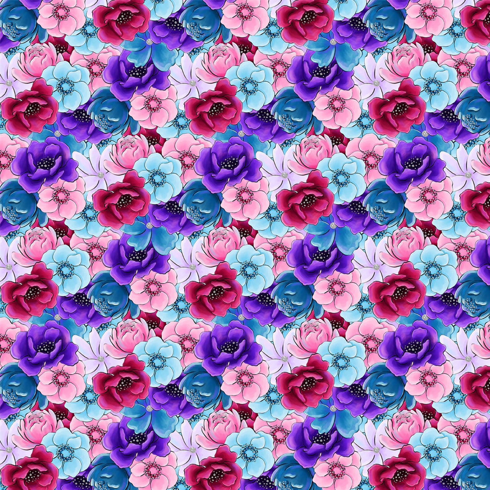 Floral Pattern Fabric Flower Pattern Fabric Purple Flower - Etsy