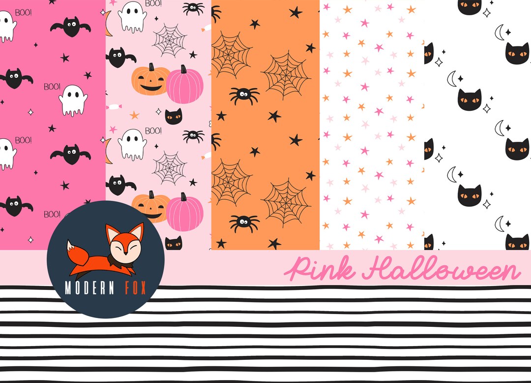 Pink Halloween Fabric by the Yard, Halloween Fabric, Pink Pumpkin ...