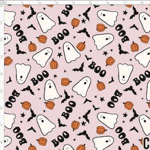 Happy Halloween Fabric by the Yard, Cute Ghost Fabric, Cute Halloween ...