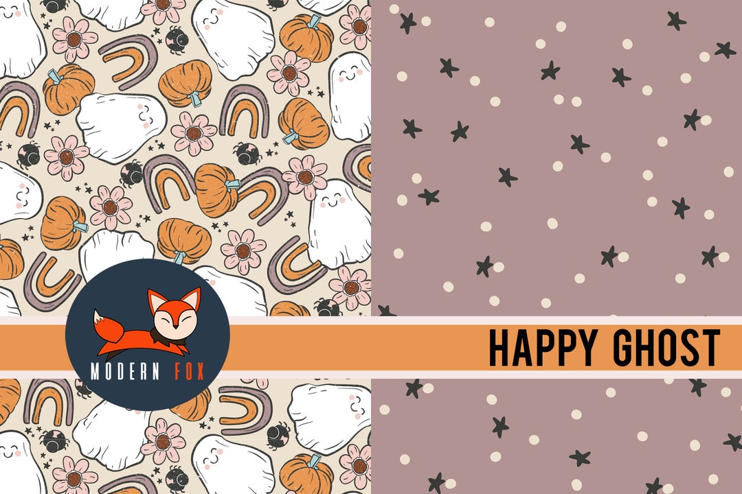 Happy Halloween Fabric by the Yard, Cute Ghost Fabric, Cute Halloween ...