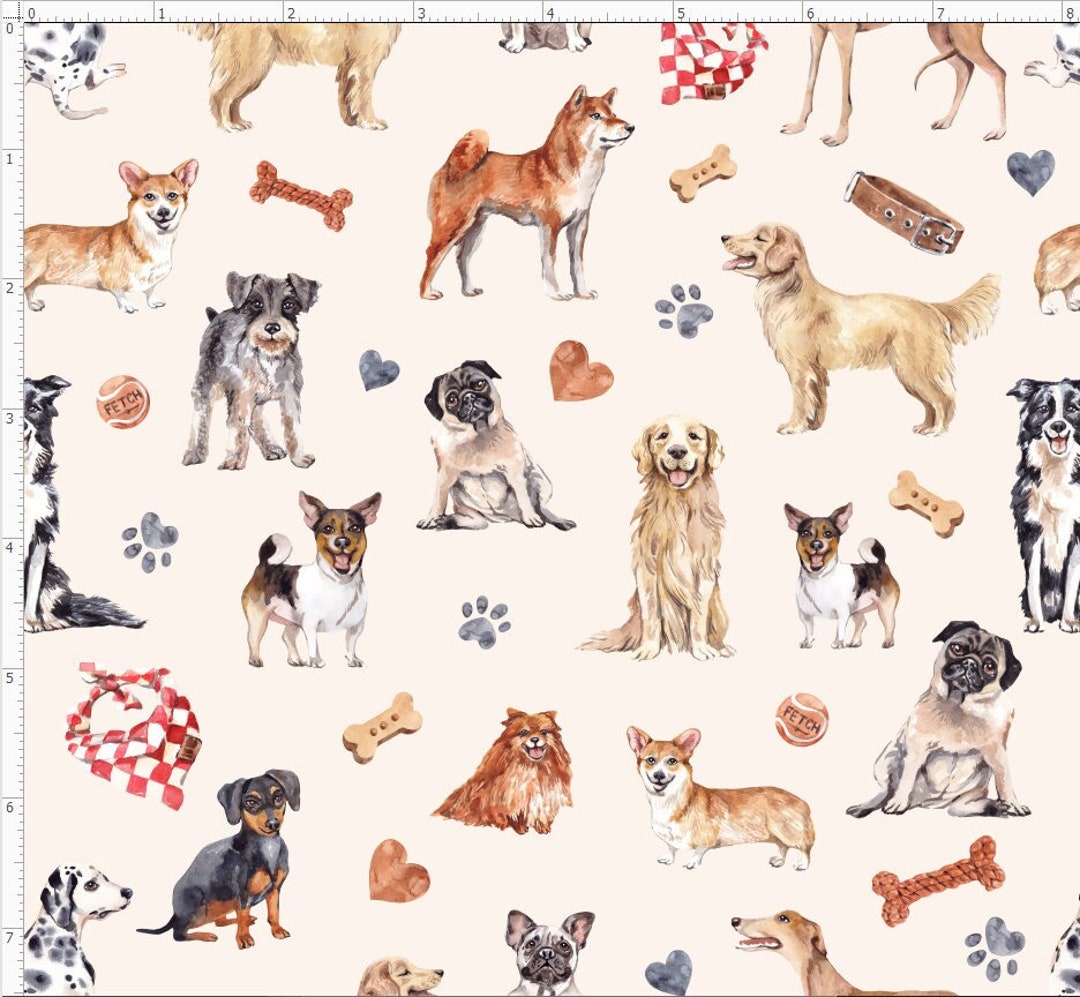 Dog Life Fabric, Cute Dog Fabric, Custom Printed Fabric DG49 - Etsy