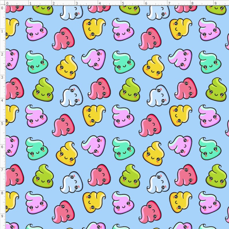 Cute Poop Emoji Happy Poops Custom Printed Fabric POO2 - Etsy