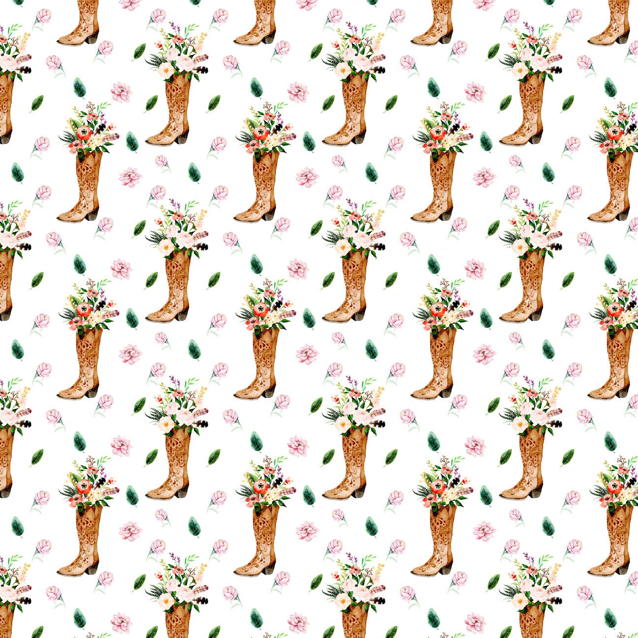Cow Girl Boots Fabric Cowboy Fabric Pattern Western Boots - Etsy