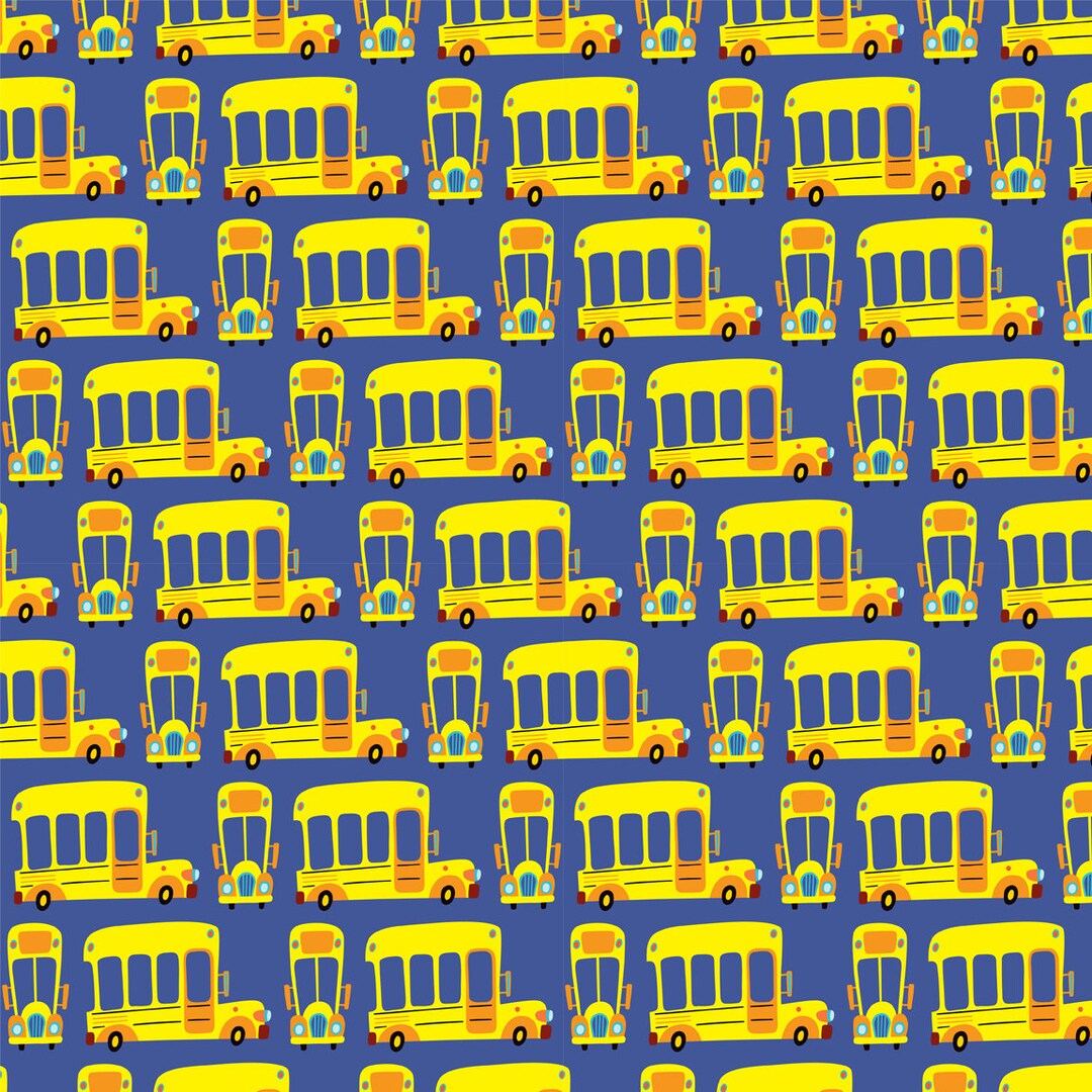 School Bus Fabric, Back to School Kids Novelty Cotton Fabric by the ...