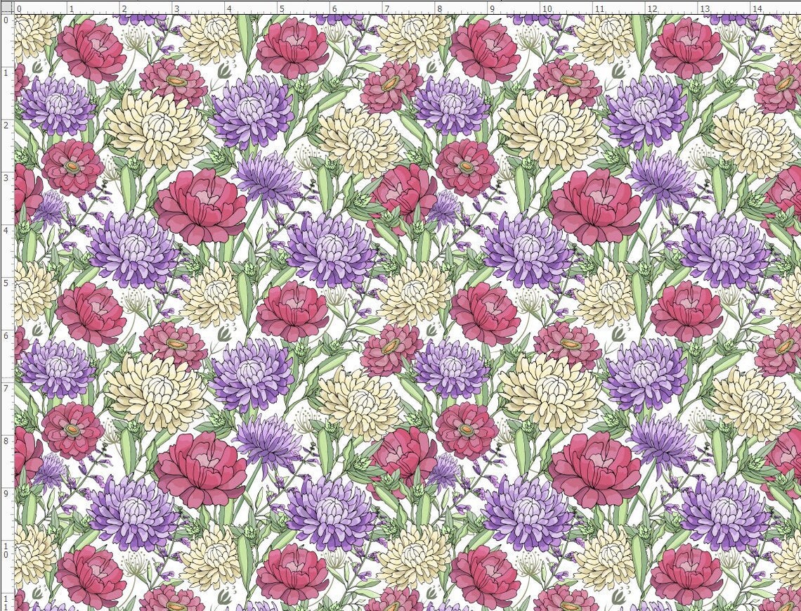 Purple Flower Fabric Pink Flower Bouquet Fabric Pink Floral - Etsy