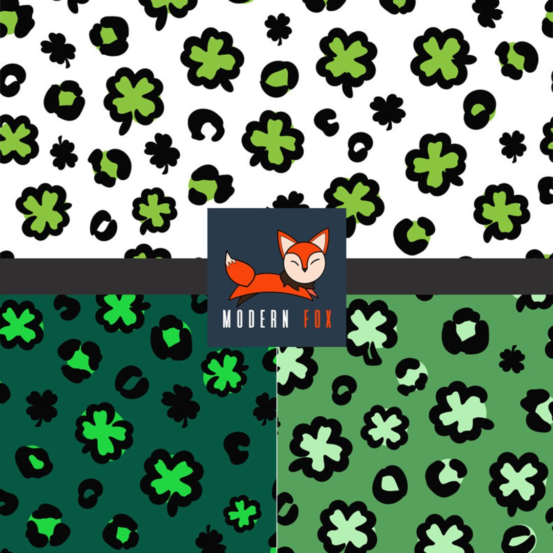 STP21 Lucky, Four Leaf Clover, Shamrock, St. Patrick's Day Fabric, St ...