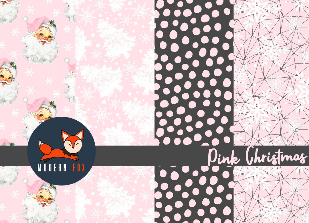 Pink Christmas Fabric, Winter Christmas Fabric, Pink Santa Fabric ...