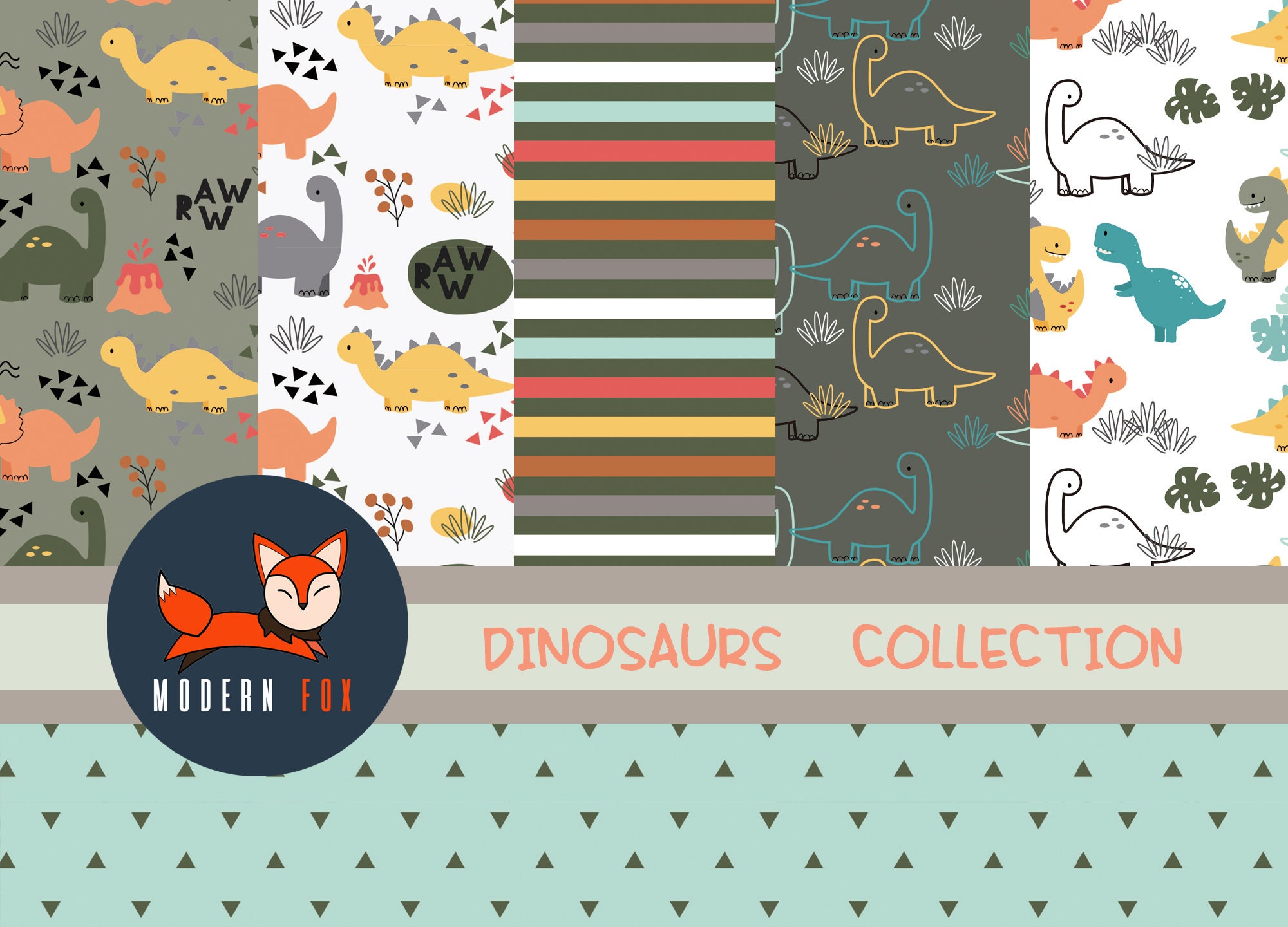 Dinosaur Dino Dinosaurs Pattern Dino Fabric Dinosaur | Etsy