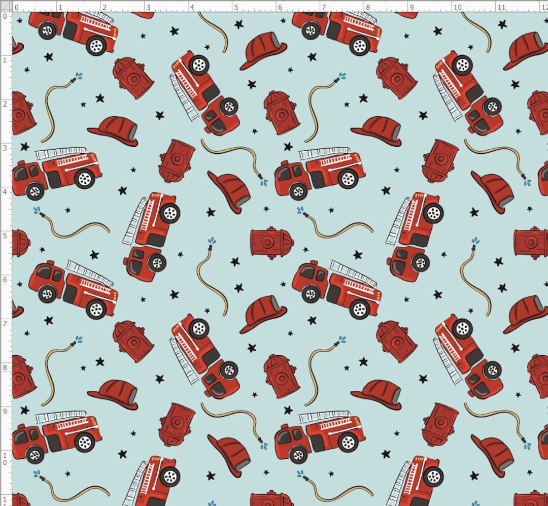 FTRK9 - Fire Truck Fabric by the Yard, Fire Fighter Fabric, Fabric by ...