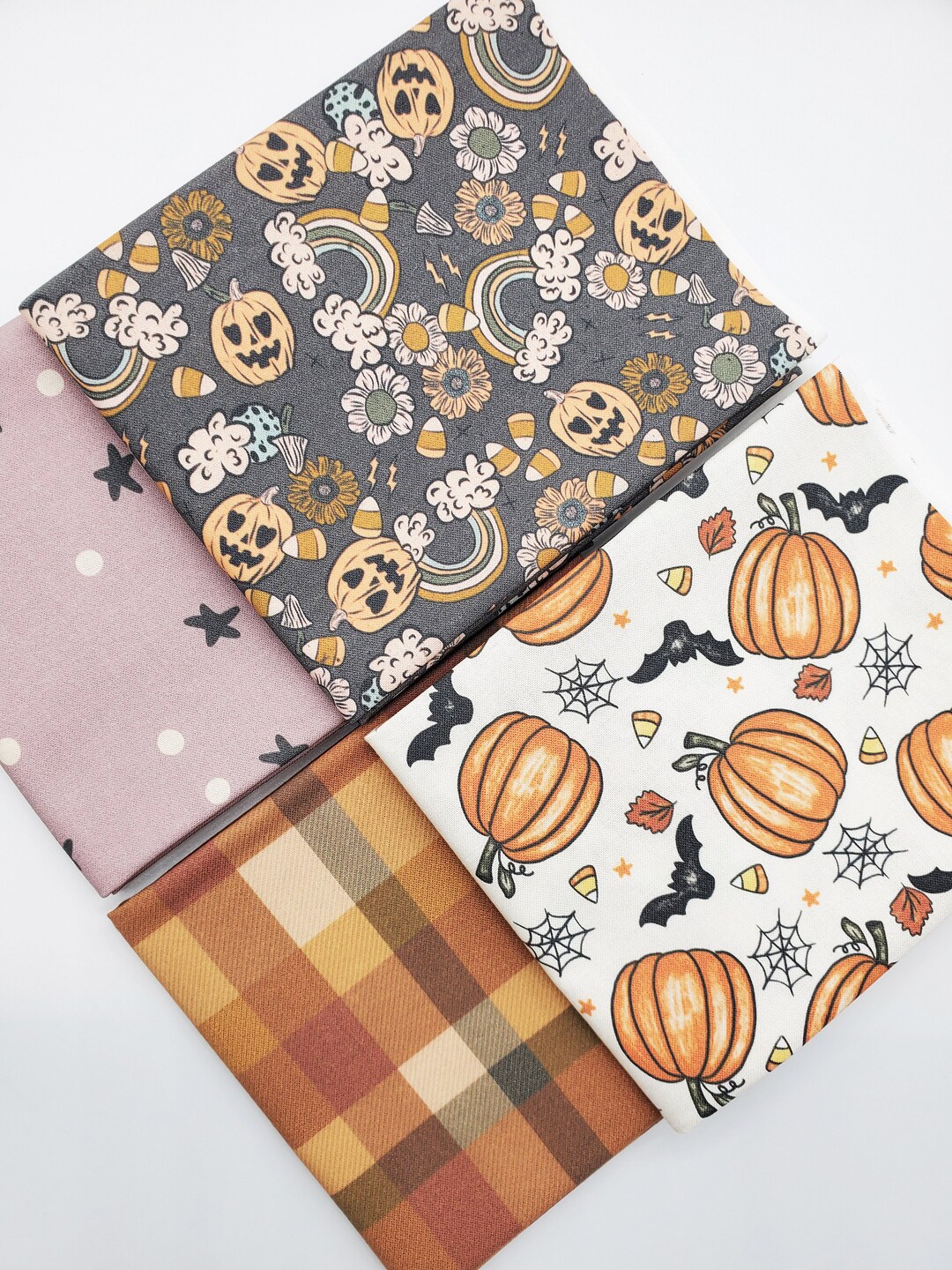 Halloween Fat Quarters Bundle of 4, Fat Quarter Bundle, Premium Quality ...