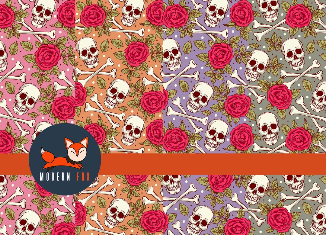 Skull Fabric by the Yard, Halloween Fabric, Skull, Custom Printed ...