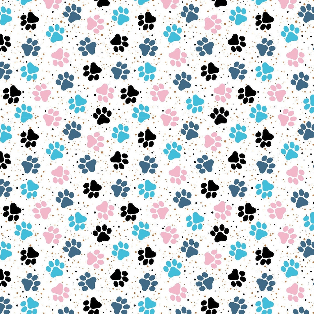 Paws Fabric Paw Prints Pets Dogs Cats Animals Tracks Cotton Fabric by ...