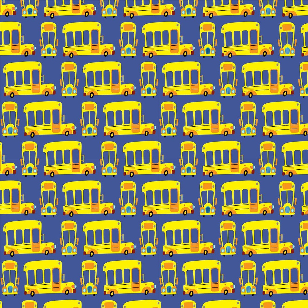 School Bus Fabric, Back to School Kids Novelty Cotton Fabric by the ...