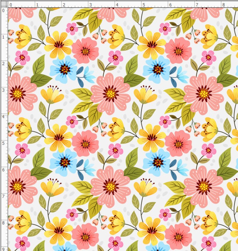 Floral Pattern Fabric Flower Pattern Fabric Spring Flower | Etsy