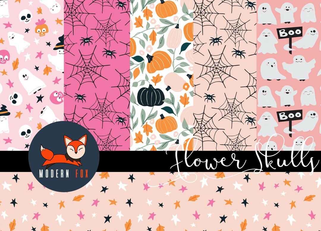 Pink Halloween Fabric by the Yard, Halloween Fabric, Pink Pumpkin, Cute ...