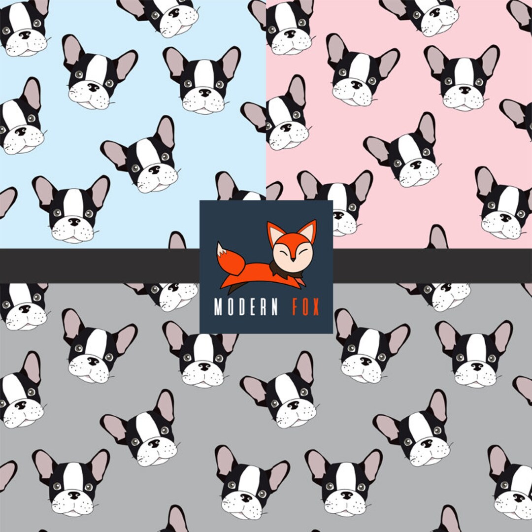 DG52 Adorable French Bulldog Fabric by the Yard, French Bulldog Puppies ...