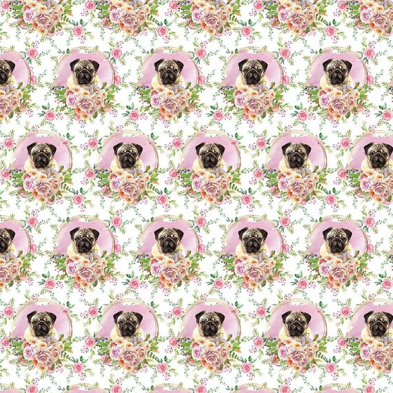 Adorable Pug Dog Fabric by the Yard Pug Puppies Pet Fabric - Etsy