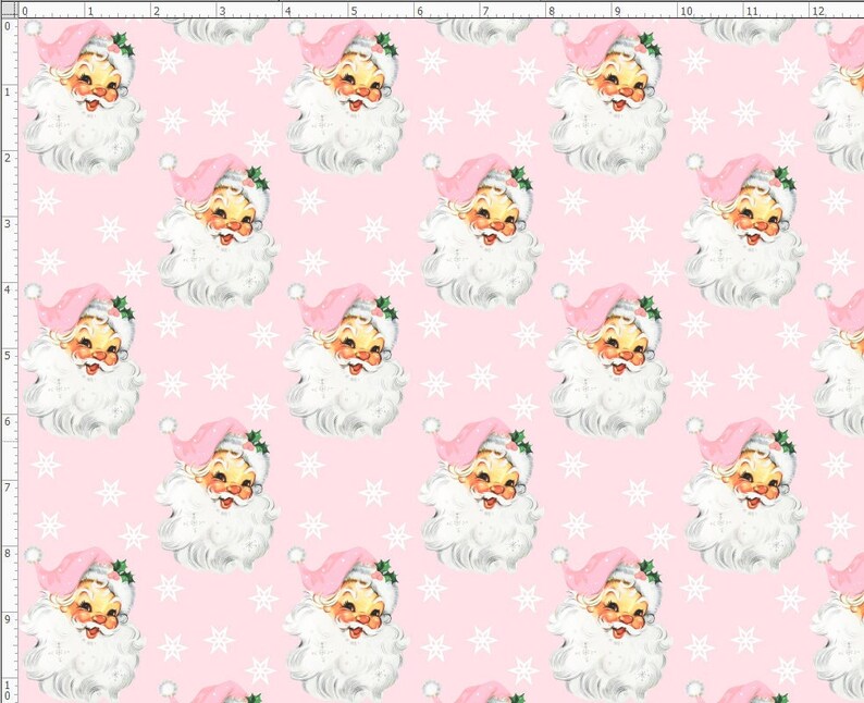 Christmas Santa Claus Fabric Vintage Santa Fabric Pink Santa - Etsy
