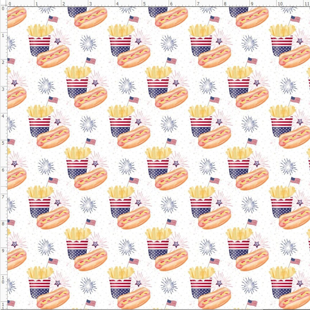 4th July Fabric Patriotic Hot Dogs Fabric USA Patriotic - Etsy