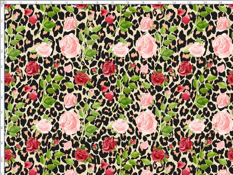 Rose Cheetah Fabric Rose Leopard Fabric Custom Printed - Etsy