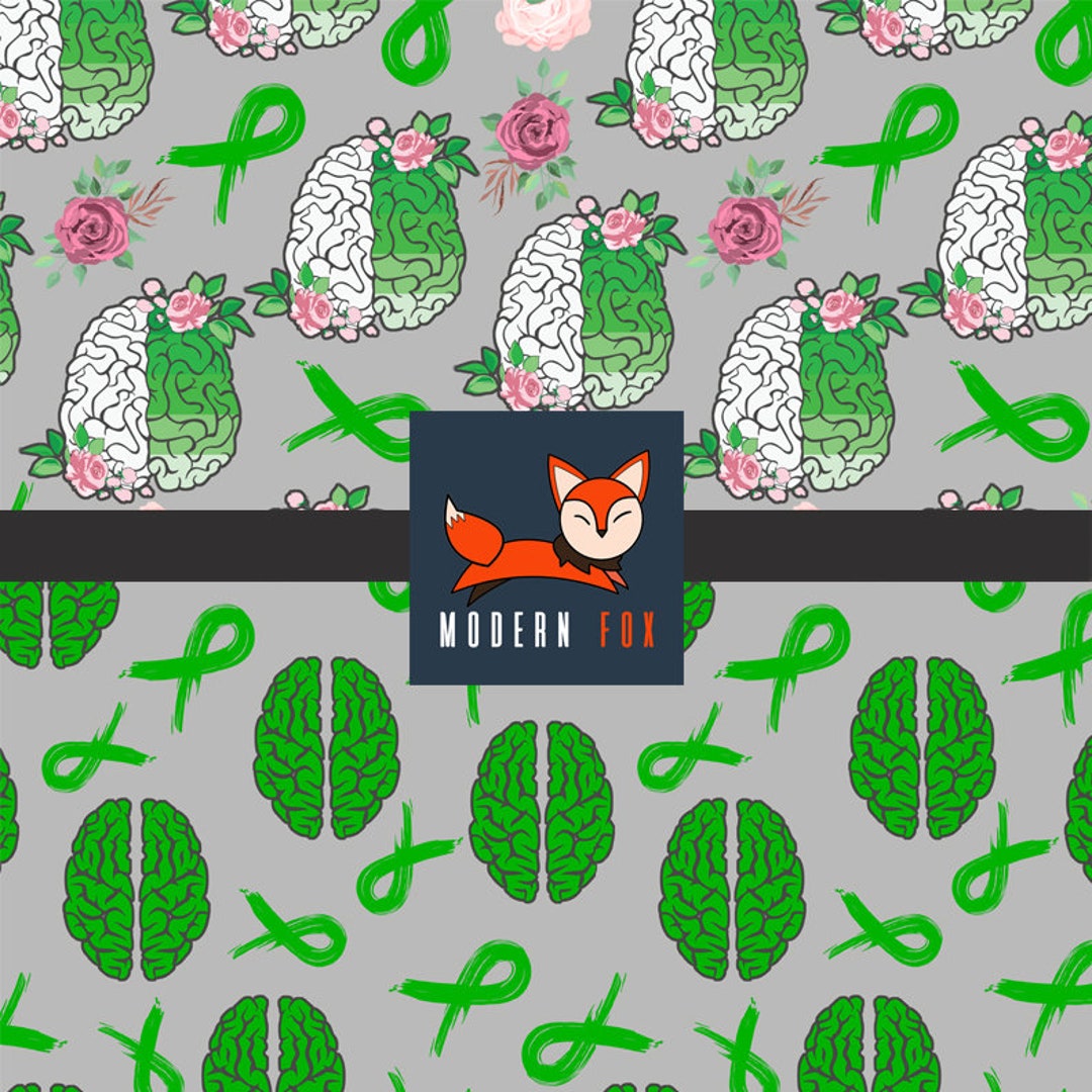 Traumatic Brain Injury Awareness Fabrics, Green Ribbon Awareness, Brain ...