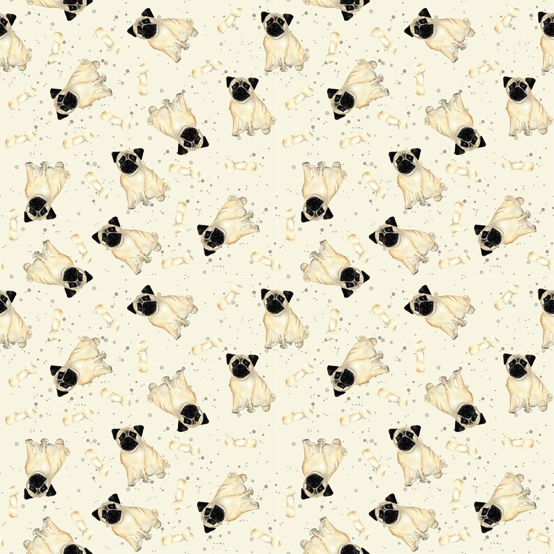 Adorable Pug Dog Fabric by the Yard Dog Head Faces Pug - Etsy