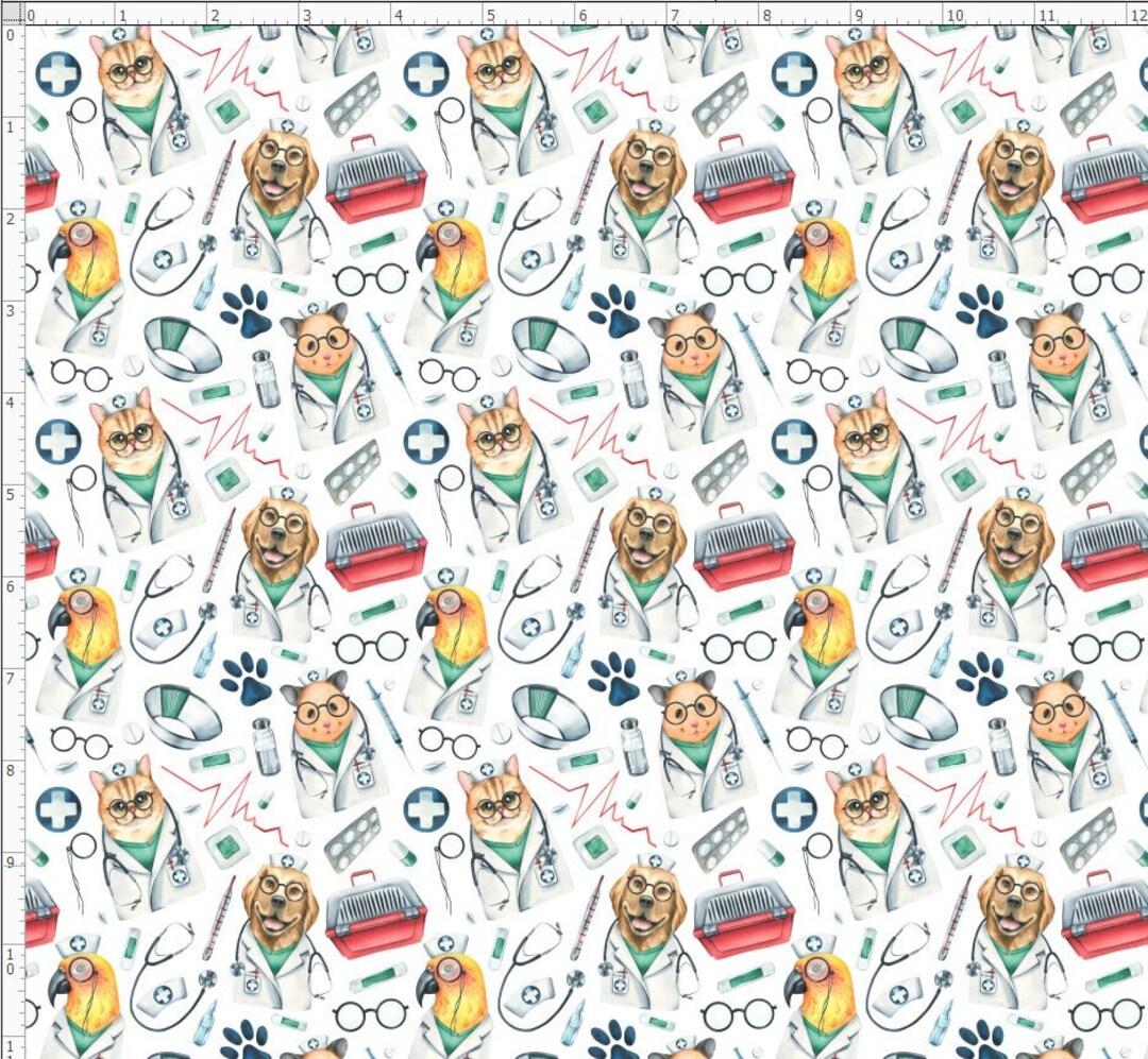 VET1 - Veterinary Fabric, Cute Pets Fabric, VET Life, Veterinarian ...
