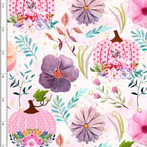 Pink Halloween Fabric by the Yard, Pink Pumpkin, Pink and Gold Jack O ...