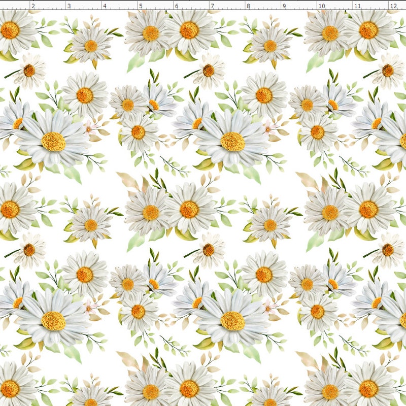 Fabric With Daisies - Etsy