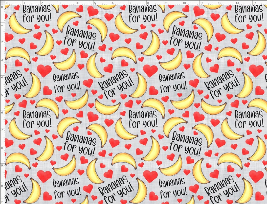 VAL102 Bananas for You Fabric, Valentines Heart Fabric, Candy Fabric ...
